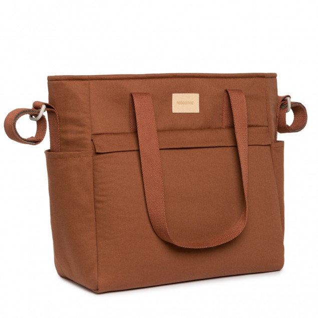 Geanta maternitate din bumbac organic impermeabil - Clay Brown - Nobodinoz