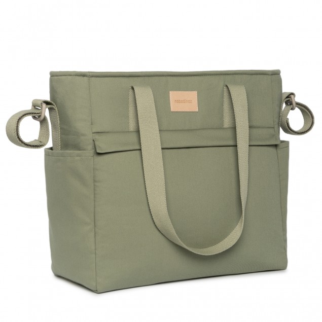 Geanta maternitate din bumbac organic impermeabil - Olive Green - Nobodinoz