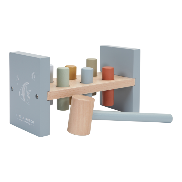 Jucarie din lemn cu cilindru si ciocan - ocean blue - Little Dutch