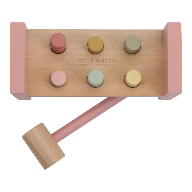 Jucarie din lemn cu cilindru si ciocan - Wild Flowers - Little Dutch